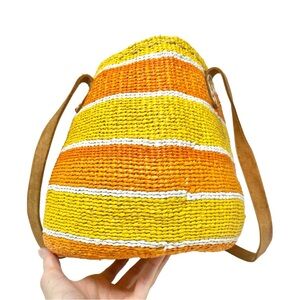 Hand Crafted | Bags | Handmade In Kenya Woven Citrus Striped Beach Bag ...